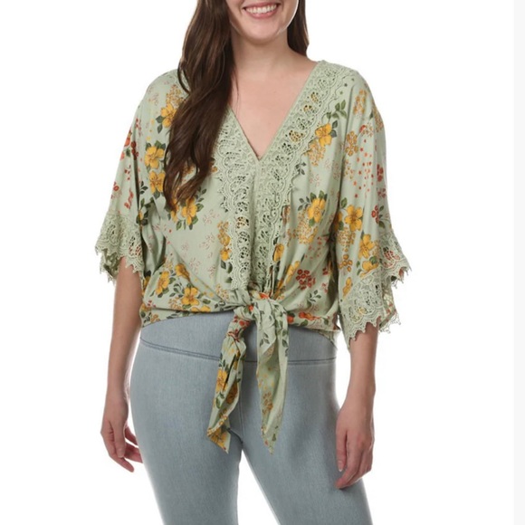 Angie | Tops | Nostalgia By Angiefloral Crochet Detail Top | Poshmark